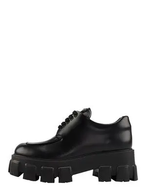 PRADA PRADA Monolith Brushed Leather Lace-Up Shoes