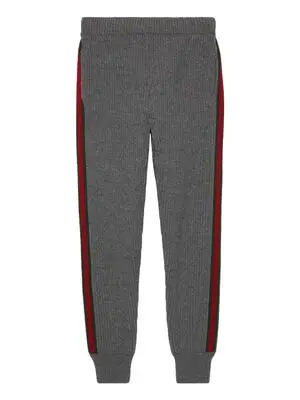 Gucci Wool Cashmere Pants With Web Detail - Grey