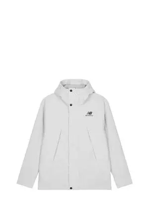 NEW BALANCE Logo Print Hooded Windbreaker Jacket - White