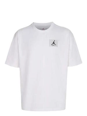 JORDAN Flight Essentials Solid Color Logo Label Loose Pullover Round Neck Half Sleeve White T-shirt - Default Colorway