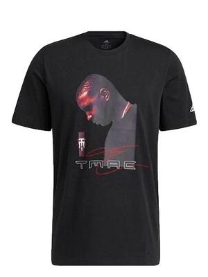 Adidas Character Printing Athleisure Casual Sports Short Sleeve Black T-shirt - Multi-color