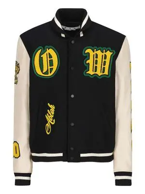Off-White Logo-patch Varsity Jacket - Black/yellow