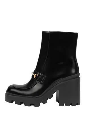 Gucci Leather Ankle Boots With Horsebit Detail - Black