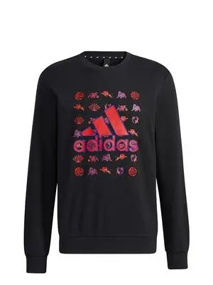Adidas Crewneck Pullover With Graphic Print - Black