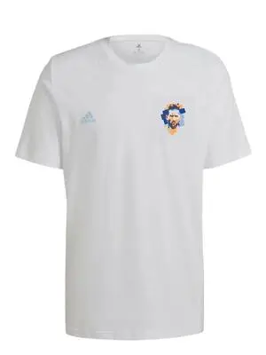 Adidas Printing Round Neck Pullover Sports Short Sleeve White - Multi-color