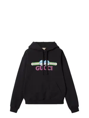 Gucci Printed Cotton Jersey Hoodie - Black