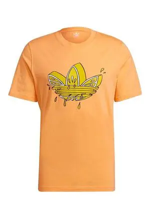 Adidas Originals Lemon Tee Logo Printing Sports Short Sleeve Orange - Orangeyellow