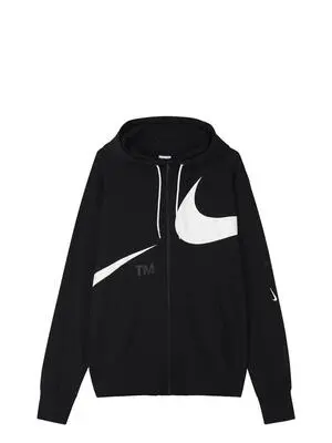 Nike Hooded Jacket With Large Logo Print - Black