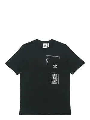 Adidas Originals Casual Printing Pocket Round Neck Short Sleeve - Black