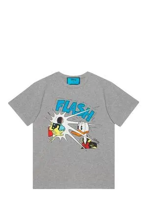 Gucci X Disney Donald Duck Printed Short Sleeve T-shirt - Grey