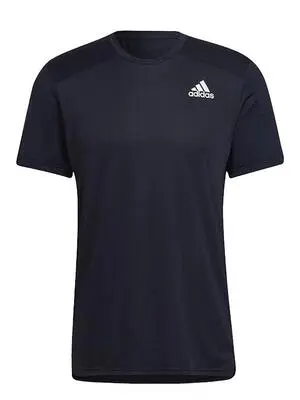 Adidas Solid Color Logo Round Neck Short Sleeve Ink Blue T-shirt - Multi-color
