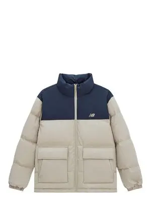 NEW BALANCE Academy Puffer Down Jacket - Beige/navy