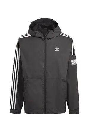 Adidas 3d Windbreaker Embroidered Logo Hooded Jacket - Black