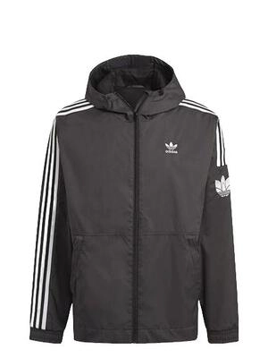 Adidas 3d Windbreaker Embroidered Logo Hooded Jacket - Black