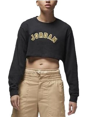 JORDAN Air Super Crop Long-sleeve Graphic T-shirt - Black