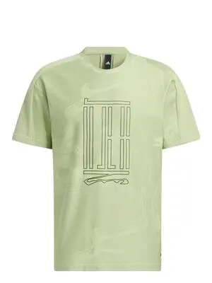 Adidas Wj Aop Tee Sports Short Sleeve Orange Green - Multi-color