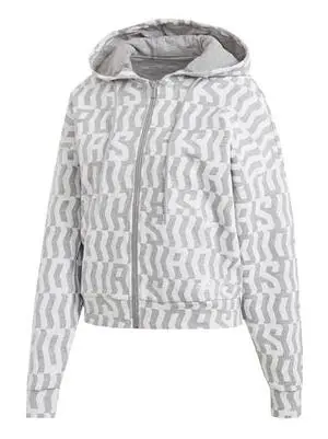 Adidas Hooded Zip-up Jacket With All-over Logo Print - Default Color