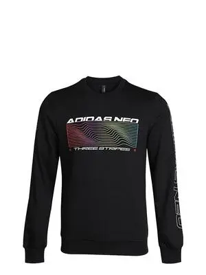 Adidas Round Neck Alphabet Knit Pullover - Black