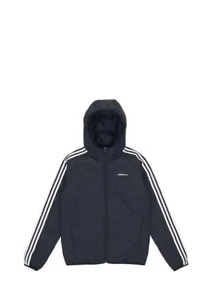 Adidas Neo Quilted Hooded Down Jacket With Logo And Striped Sleeves - Default Color