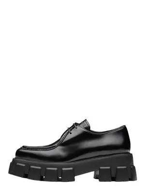 PRADA PRADA Monolith Pattern Calf Pointy Derby Shoes