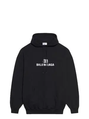 Balenciaga Bb Pixel Fleece Drawstring Hoodie - Black