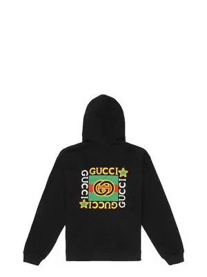 Gucci Zip-up Hoodie With Block Logo Detail - Black