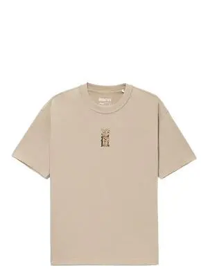 LI-NING Badfive Limited Series Cartoon Pattern Loose Round Neck Short Sleeve - Tan