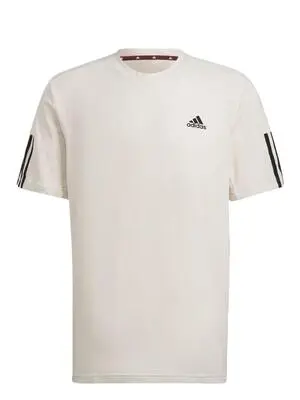 Adidas Logo Printing Solid Color Stripe Casual Short Sleeve White - Multi-color