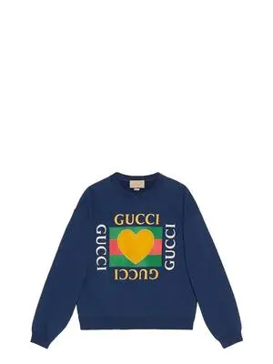 Gucci Cotton Jersey Sweatshirt With Graphic Print - Blue
