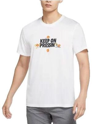 Nike Dri-fit Alphabet Printing Round Neck Pullover Short Sleeve White - Default Color
