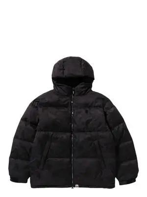 A BATHING APE Solid Camo Jacquard Hooded Puffer Jacket - Black
