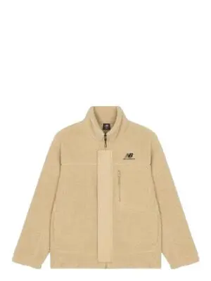 NEW BALANCE Fleece Zip-up Jacket - Beige/black