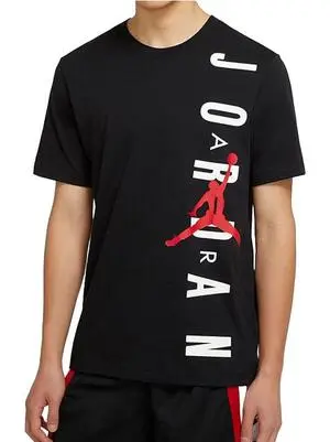 JORDAN Air Flying Logo Round Neck Short Sleeve - Black