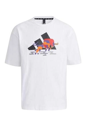 Adidas Cny Gfx T Subject Pattern Training Sports Short Sleeve - White