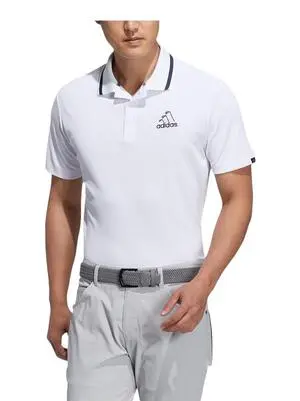Adidas Solid Color Logo Casual Sports Short Sleeve Polo Shirt White - Multi-color
