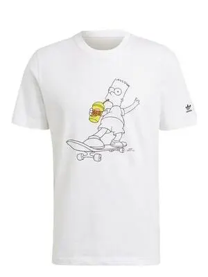 Adidas Originals X The Simpsons Crossover Cartoon Printing Round Neck Short Sleeve - White