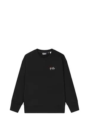 FILA Embroidered Logo Crew Neck Pullover - Black