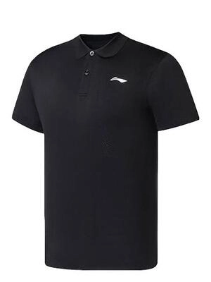 LI-NING Li-ning Logo Quick-drying Training Polo Shirt 'black' Black/white