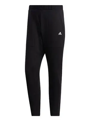 Adidas Solid Color Casual Running Sports Fleece Lined Long Pants - Black