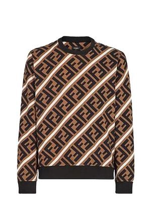Fendi Logo Cotton Colorblock Sports Sweatshirt - Brown