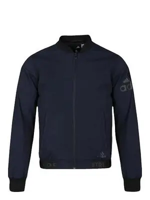 Adidas Adidas Logo Printing Baseball Aviator Jacket Blue