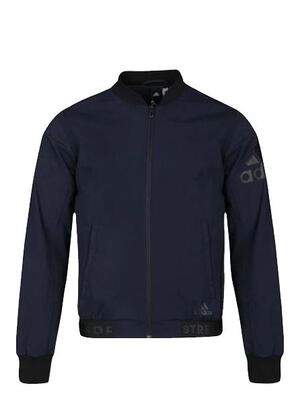 Adidas Logo Printing Baseball Aviator Jacket - Blue