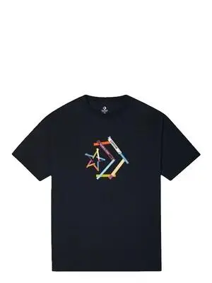 CONVERSE Star Chevron Printing Sports Round Neck Short Sleeve T-shirt Asia Sizing - Black