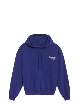 Balenciaga Logo Cotton Hoodie - Blue