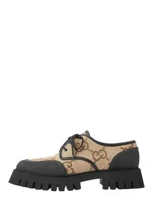 Gucci Maxi Gg Lace-up Platform Shoes - Black/beige