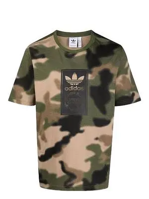 Adidas Casual Breathable Camouflage Sports Short Sleeve Green T-shirt - Multi-color