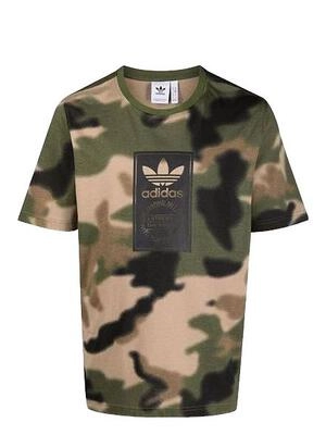 Adidas Casual Breathable Camouflage Sports Short Sleeve Green T-shirt - Multi-color
