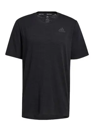 Adidas Logo Printing Round Neck Straight Short Sleeve Black T-shirt - Default Color