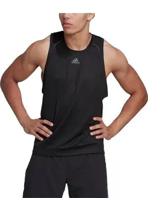 Adidas Adidas Black Logo Print Round Neck Sports Vest Default Color