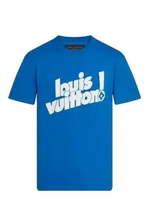 LOUIS VUITTON Fw21 Round Neck Logo Alphabet Printing Classic Short Sleeve - Blue